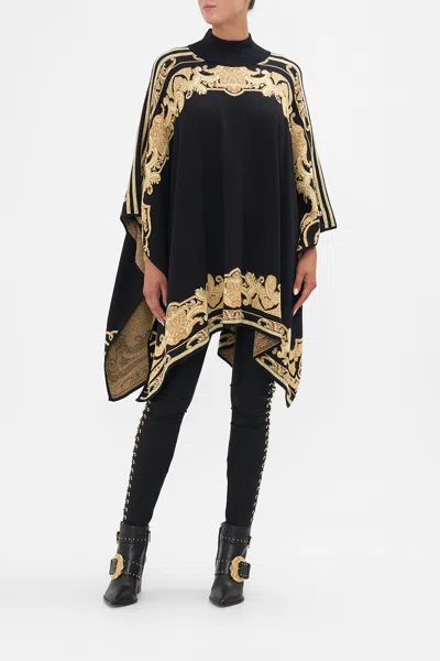 Camilla Funnel Neck Drape Knit Poncho Tether Me Not In Black | ModeSens