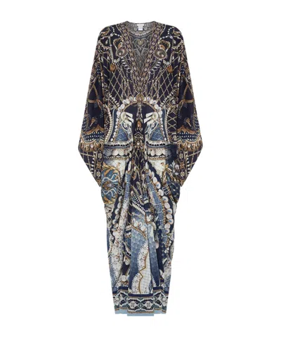 Camilla Long Printed Kaftan In Black | ModeSens