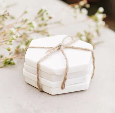 Caravan Home Decor Marble Hexagon Coasters - Set Of 4 In White | ModeSens