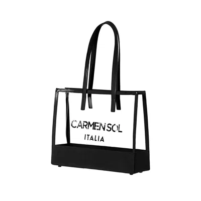 Carmen Sol Capri Clear Mid Tote In Black | ModeSens