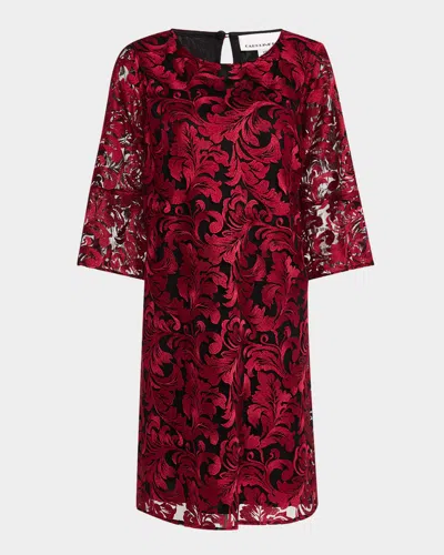 Caroline Rose Bella Soiree Lace Shift Dress In Wine/black | ModeSens