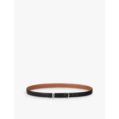 Cartier C De Leather Belt In Black & Caramel | ModeSens