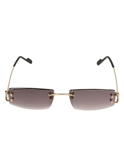 Cartier Rectangle Rimless Sunglasses In Brown | ModeSens
