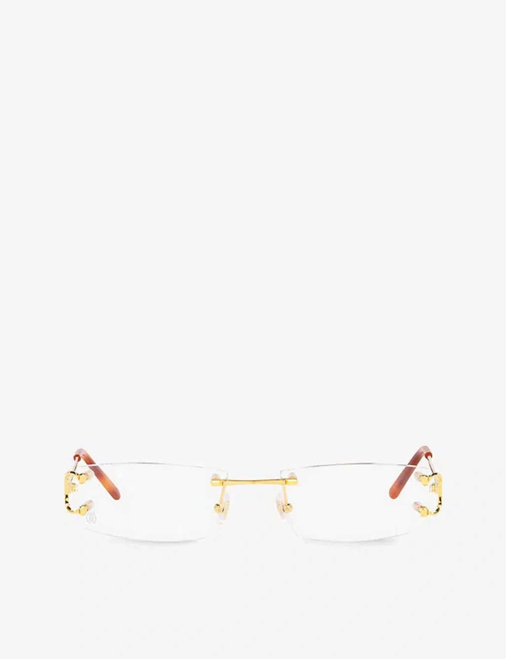 Cartier Womens Gold Ct0092o Rectangular-frame Rimless Metal Optical ...