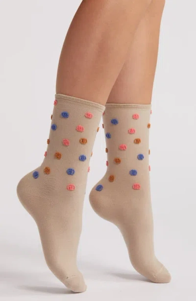 Casa Clara Pompom Crew Socks In Grey | ModeSens