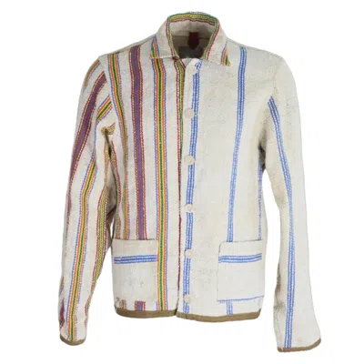 Casa Grace Men's Neutrals Vintage Linen Chore Jacket In Multi | ModeSens