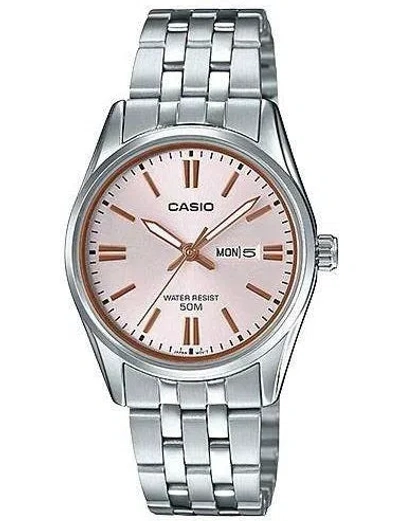Casio & Vintage Casio Ltp-1335d-4avdf Women's Analog Watch - Silver Stainless Steel Band, Pink ...