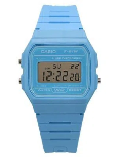 Pre-owned Casio F-91w Digital Blue Dial Alarm Chronograph Stopwatch ...
