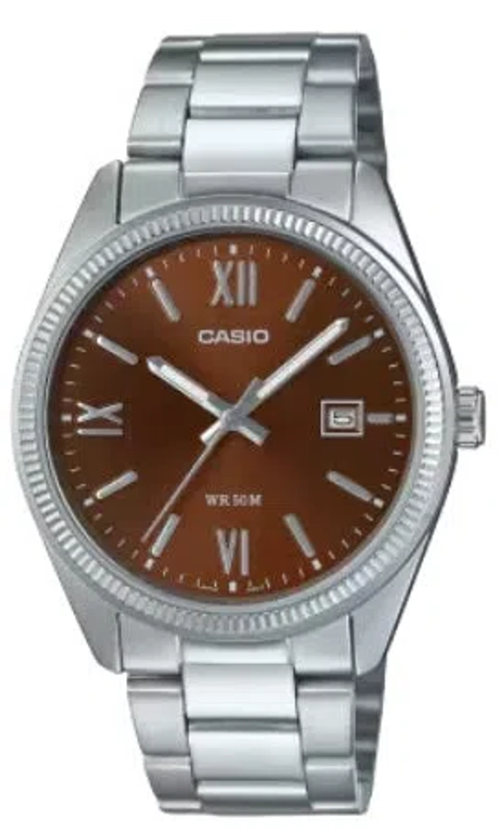 Casio Mtp-1302dd-5avdf Men's Watch, Brown Dial, Stainless Steel Band In ...