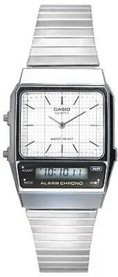 Pre-owned Casio Vintage Chrome Plated White Alarm Stopwatch Calendar ...