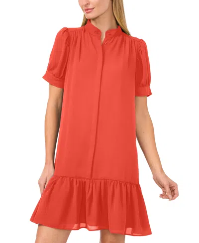 Cece Women's Open Collar Hidden Placket Dress In Chili | ModeSens