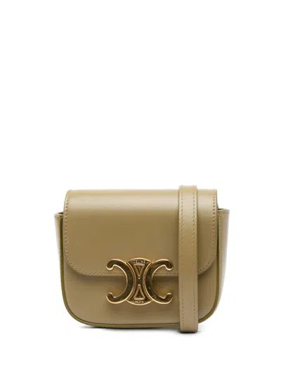 Pre-owned Celine 2022 Mini Calfskin Triomphe Crossbody Bag In 绿色 | ModeSens