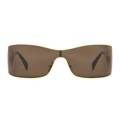 Celine Maxi Triomphe 54mm Mask Sunglasses In Shiny Endura Gold/brown ...