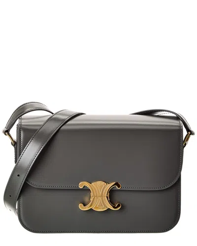 Celine Classique Triomphe Leather Shoulder Bag In Grey | ModeSens