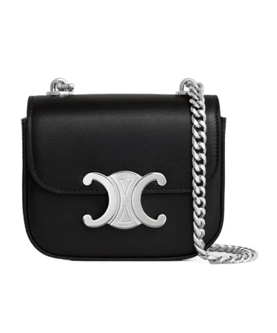 Celine Shiny Calfskin Claude Chain Shoulder Bag In Black | ModeSens
