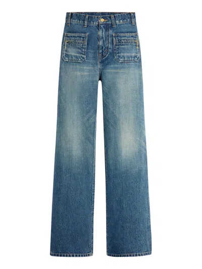 Celine Jane Denim Jeans With Electric Sky Wash In Blue | ModeSens
