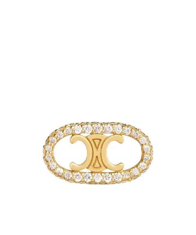 Celine Logo Identification Earring In Yellow | ModeSens
