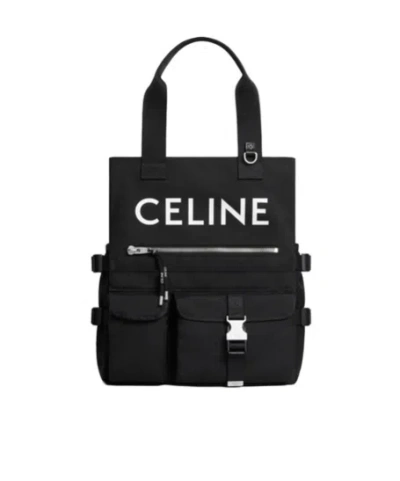 Celine Logo Shoulder Bag In Black | ModeSens
