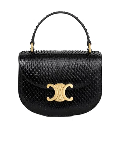 Celine Mini Chain Besace Clea In Python In Black | ModeSens
