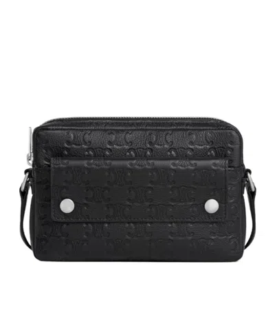 Celine Triomphe Embossed Mini Camera Bag In Black | ModeSens