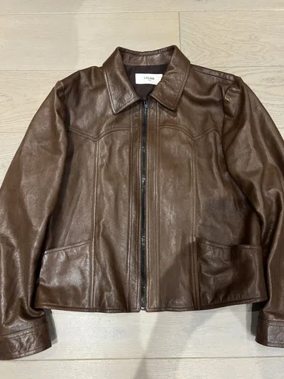 Pre-owned Celine X Hedi Slimane Fw23 Runway Western Brown Leather Zip ...