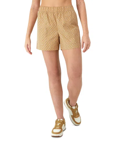 Champion Women's Motif-print Cinched-waist Shorts In Tantalizing Tan ...