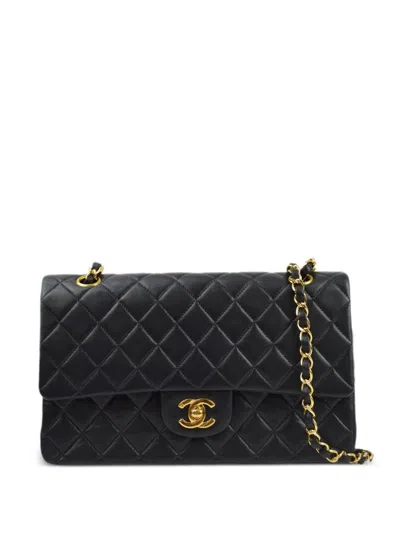 Pre-owned Chanel 2000 Medium Double Flap Shoulder Bag In Black | ModeSens