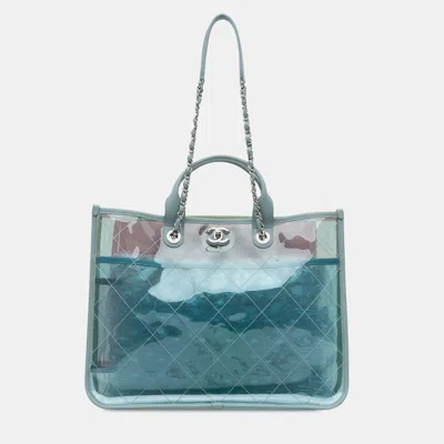 Pre-owned Chanel Medium Pvc And Lambskin Coco Splash Shopping Tote In ...