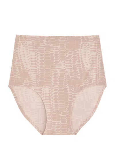 Chantelle Python-effect Stretch-polyamide High-waist Briefs In Pink ...