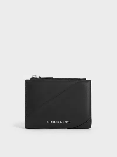 Charles & Keith - Trin Stitch-trim Wallet In Noir | ModeSens