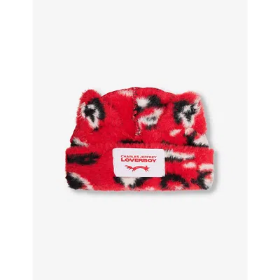 Charles Jeffrey Loverboy Mens Red Leopard Faux-fur Animal-ear ...