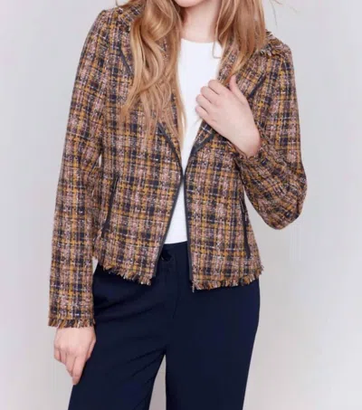 Charlie B Tweed Perfecto Jacket In Blue Mix In Multi | ModeSens