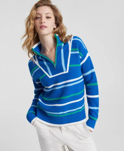 Charter Club Women's Cashmere Striped Half-zip Sweater, Created For ...