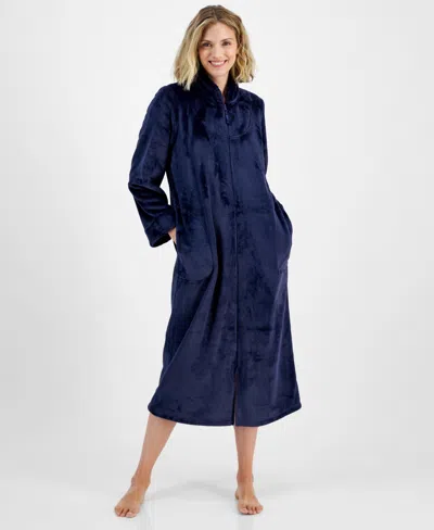 Charter Club Women's Long Plush Zip-front Robe, Created For Macy's In ...