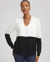 Chico's Ella Colorblock Long-sleeve Cardigan Sweater In White In Sand ...