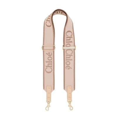 Chloé Adjustable Canvas Logo Shoulder Strap In Pink | ModeSens