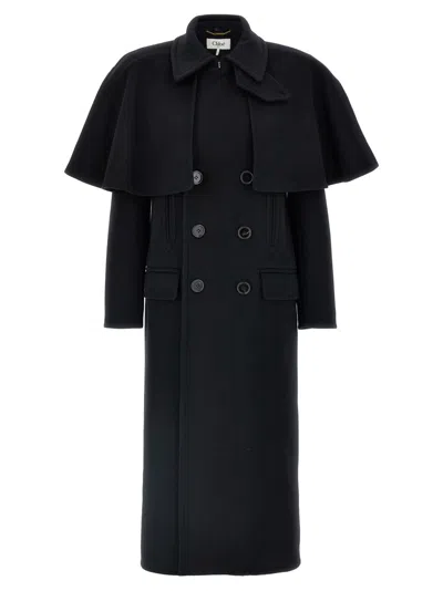 Chloé Black Cape Coat | ModeSens