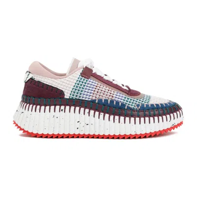 Chloé Blush Purple Nama Mesh Sneakers In Grey | ModeSens