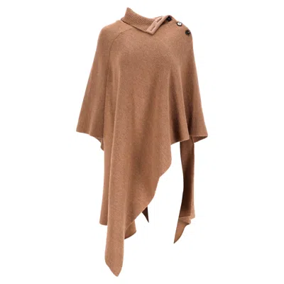 Chloé Knitted Buttoned Cape In Brown Wool | ModeSens