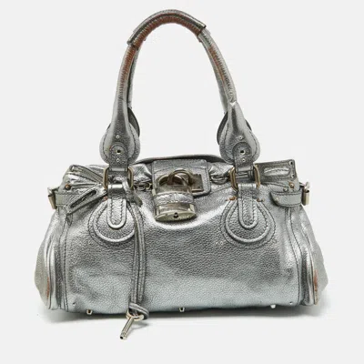 Chloé Silver Leather Paddington Satchel | ModeSens