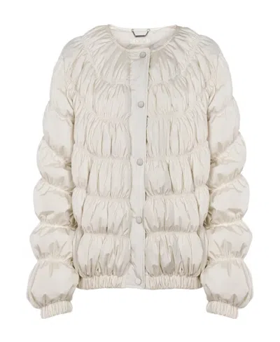 Chloé Textured Puffer Jacket In White | ModeSens