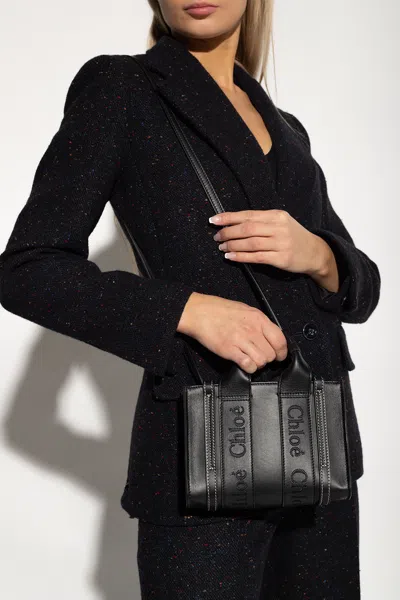 Chloé Mini Woody Tote Bag In Black | ModeSens