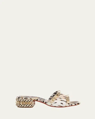 Christian Louboutin Pyramule Studded Leopard Block-heel Mules In ...