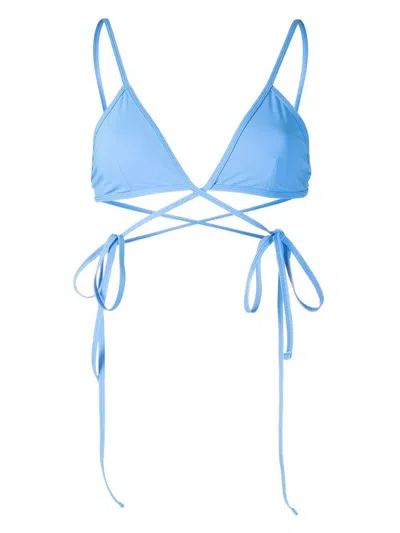 Christopher Esber Crossover Lace-up Bikini Top In Blue | ModeSens