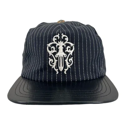 Pre-owned Chrome Hearts Dagger Leather Brim Pinstripe Baseball Cap ...