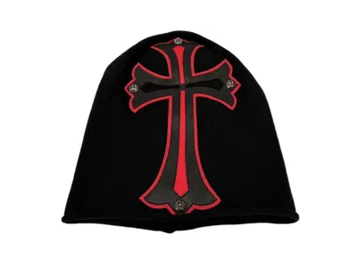 Pre-owned Chrome Hearts Leather Cross Patch Cashmere Ski Mask In Black ...