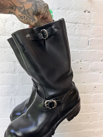 Pre-owned Chrome Hearts Leather Rider Moto Wesco Boots In Black | ModeSens