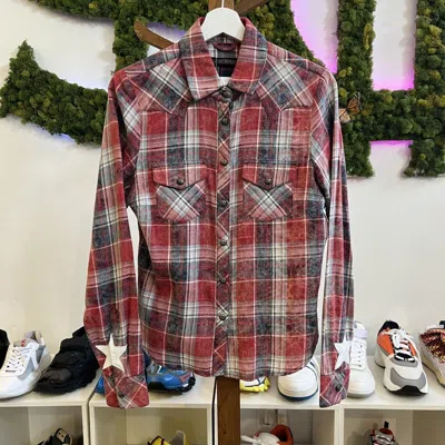 Pre-owned Chrome Hearts Star Patch Flannel In Red/white | ModeSens