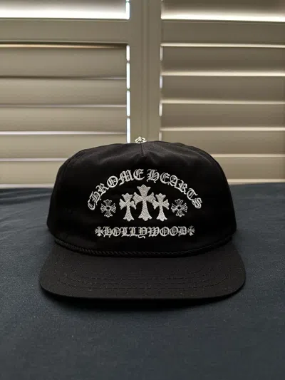 Pre-owned Chrome Hearts Triple Cross Embroidered Hollywood Hat In Black ...