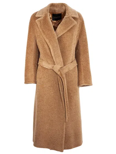 Cinzia Rocca Camel Alpaca And Wool Belted Maxi Robe Coat In Brown ...